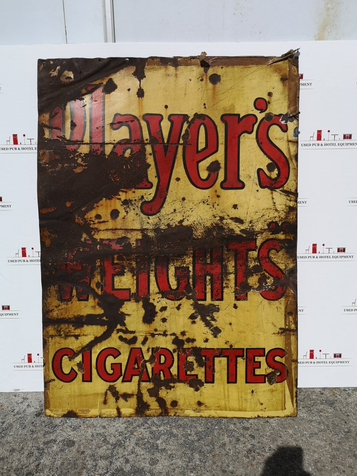 Players Weights Cigarettes Enamel Sign - Used Pub and Hotel Equipment